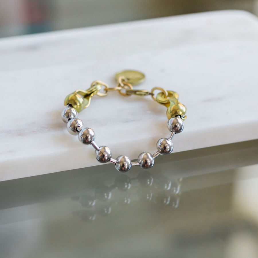 BALL & CHAIN Bracelet - Twisted Silver